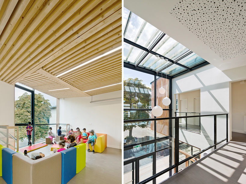 nomade fits reception + leisure center into paris schoolyard