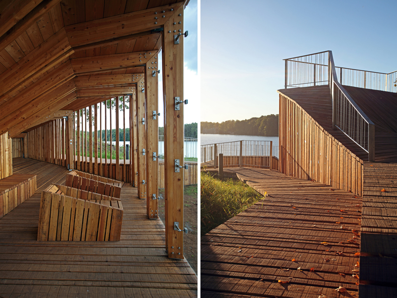 view terrace + pavilion merges with the garden of destiny in latvia