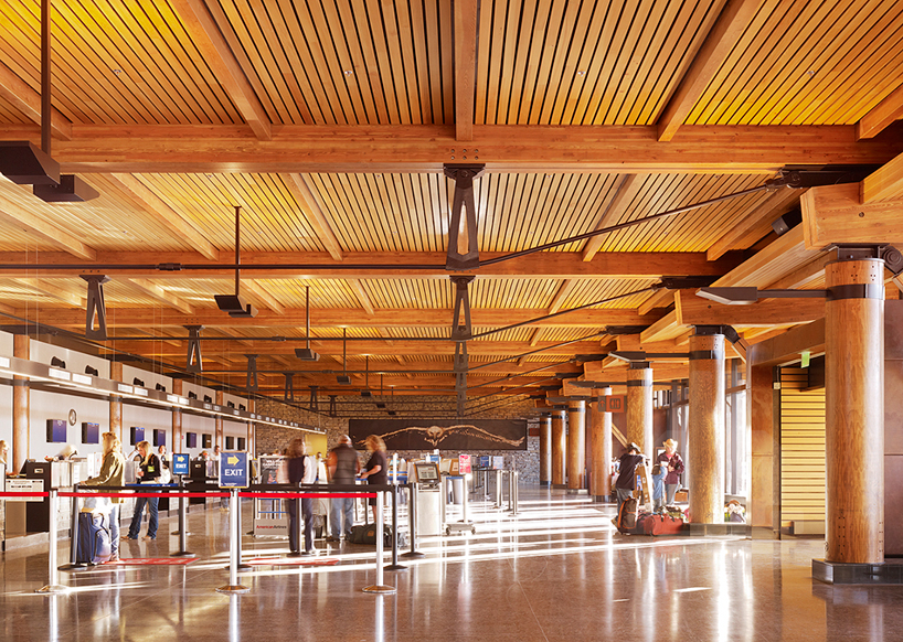 gensler structures jackson hole airport with wood trusses