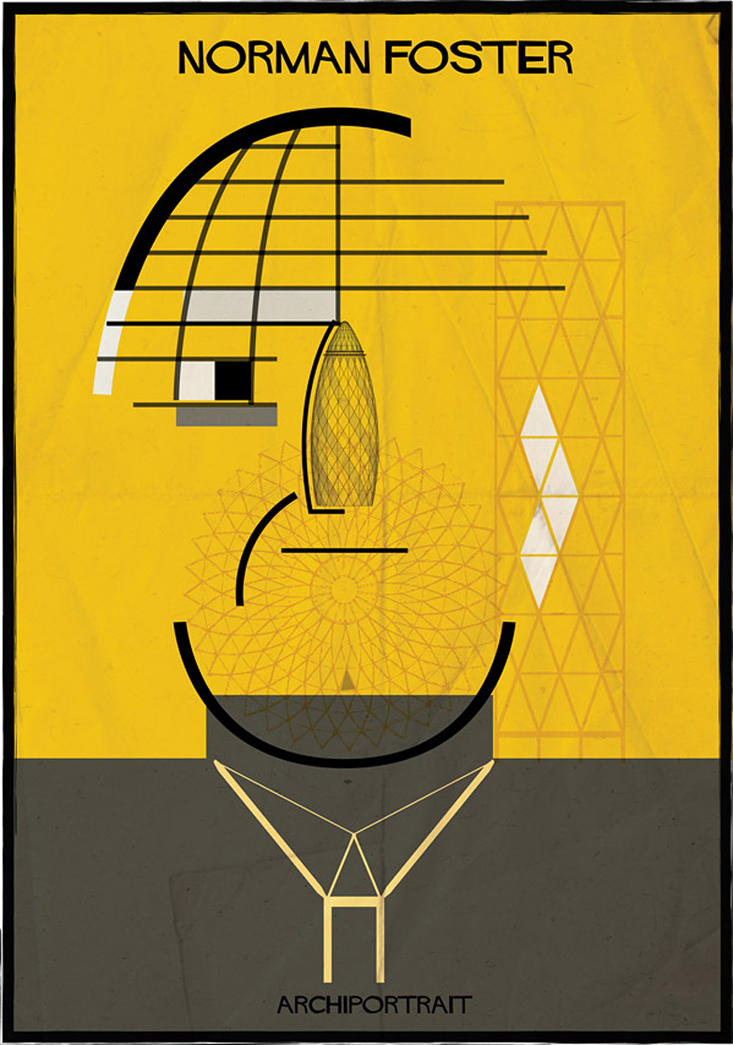 federico babina illustrates renowned architects in their own style