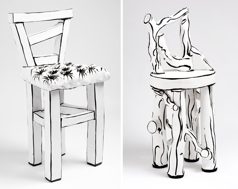 katharine morling's ceramic furniture + objects appear two-dimensional