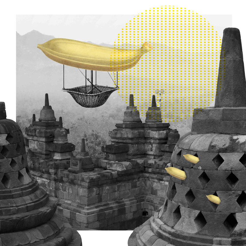 kwok collages surreal banana posters for year-long graphics project
