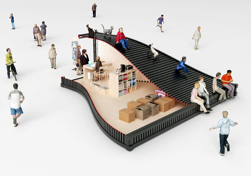 NL architects morphs containers for kiosks at seoul's dongdaemun plaza