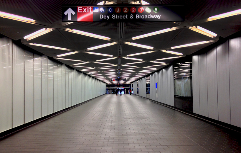 new york's fulton center transit hub topped with giant sky reflector-net