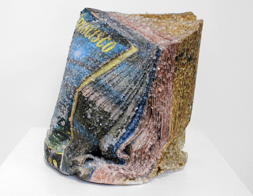 alexis arnold grows crystallized books using discarded literature