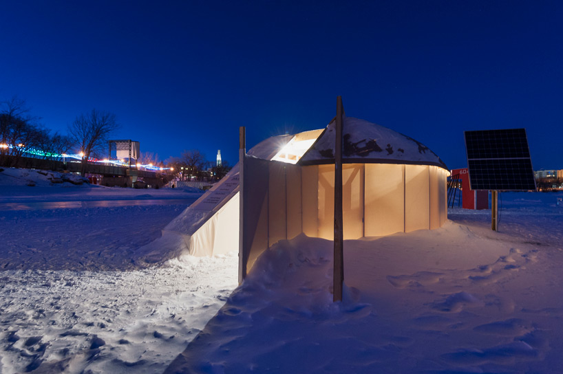 warming huts constructed along winnipeg's frozen rivers