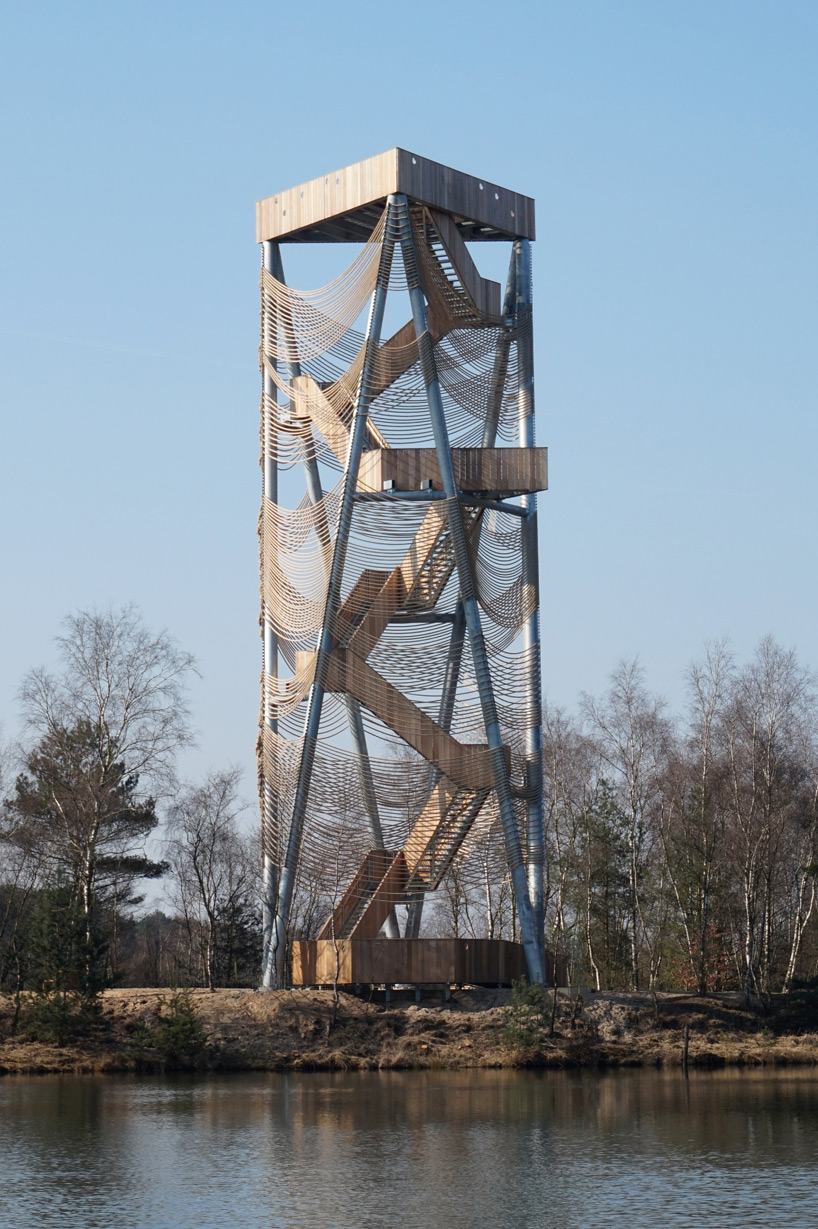 observation tower by ateliereen architecten overlooks pine nature ...