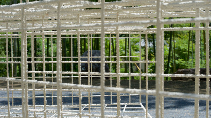 kengo kuma spirals mesh cages for mushizuka insect mound in japan