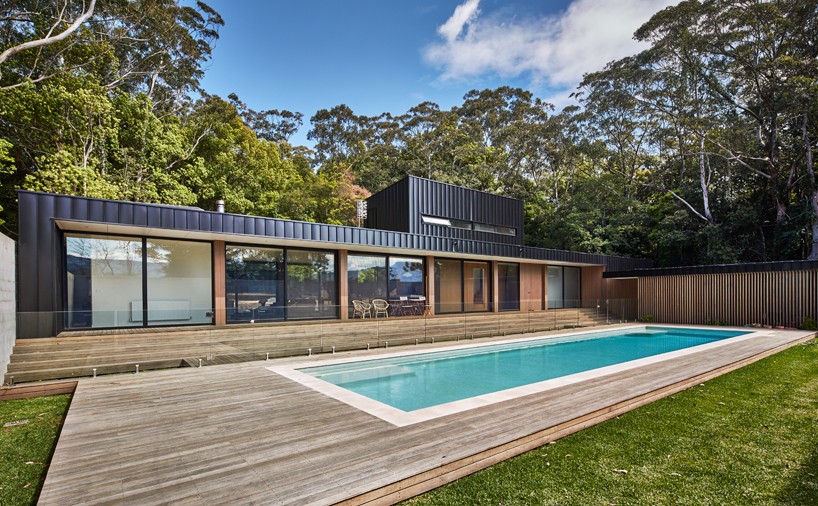 modscape conceals modular pool-side home in australia with rendered ...