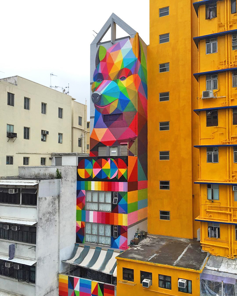 okuda san miguel adds rainbow thief to a narrow residence in hong kong