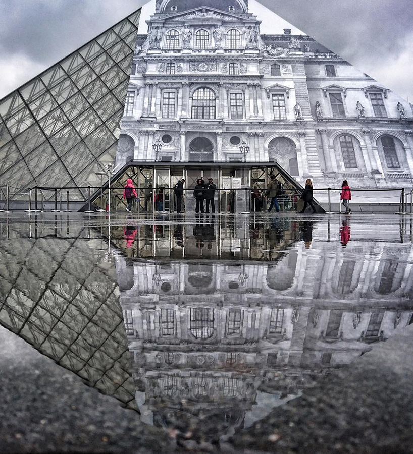 JR completes monumental anamorphic artwork on the louvre's glass pyramid