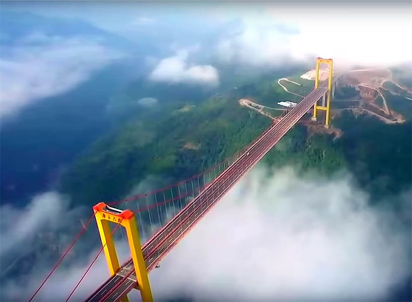 spectacular aerial footage has emerged showing an enormous bridge built ...