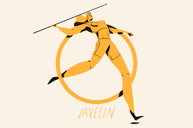 olympic animation: athletes represent the symbol's five rings