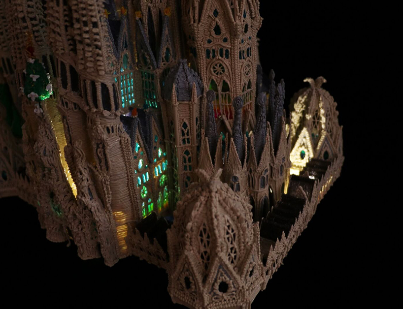 meticulous scale model of gaudi's sagrada familia rendered using ...