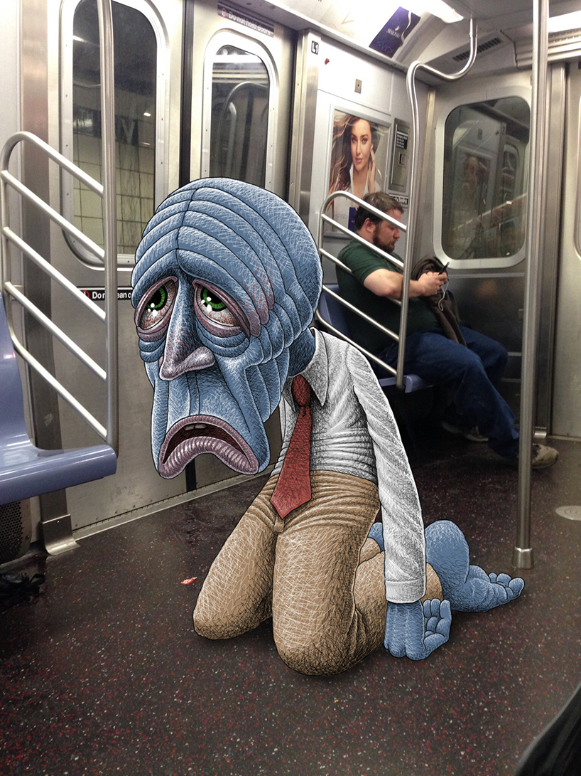 monsters of NYC sneak up on unsuspecting subway riders
