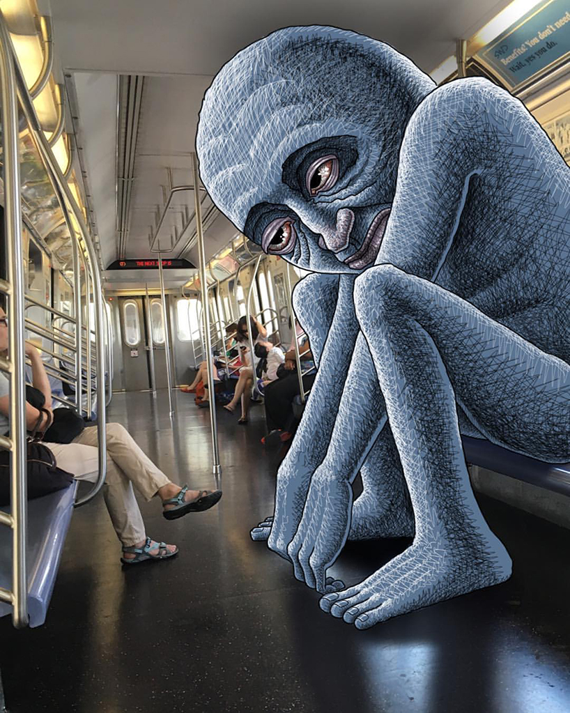 monsters of NYC sneak up on unsuspecting subway riders