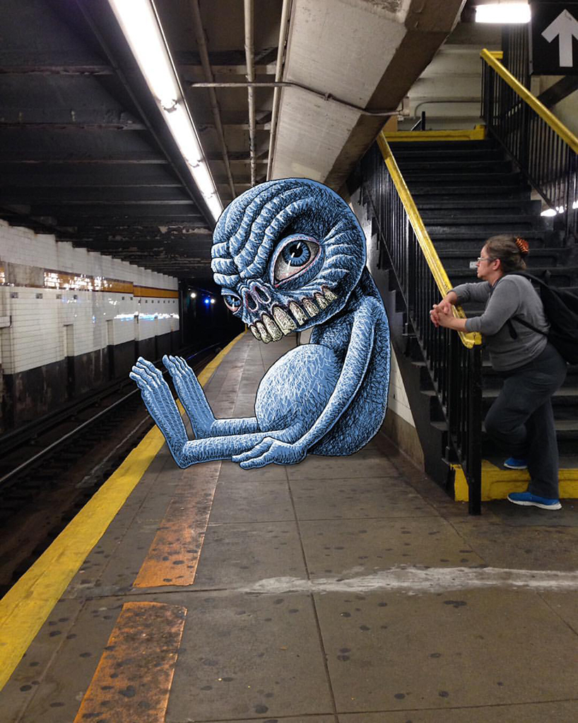monsters of NYC sneak up on unsuspecting subway riders
