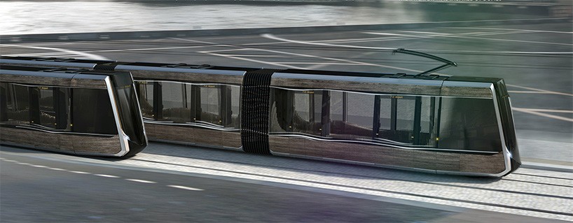 future e-tram concept for european cities is a moving architectural work