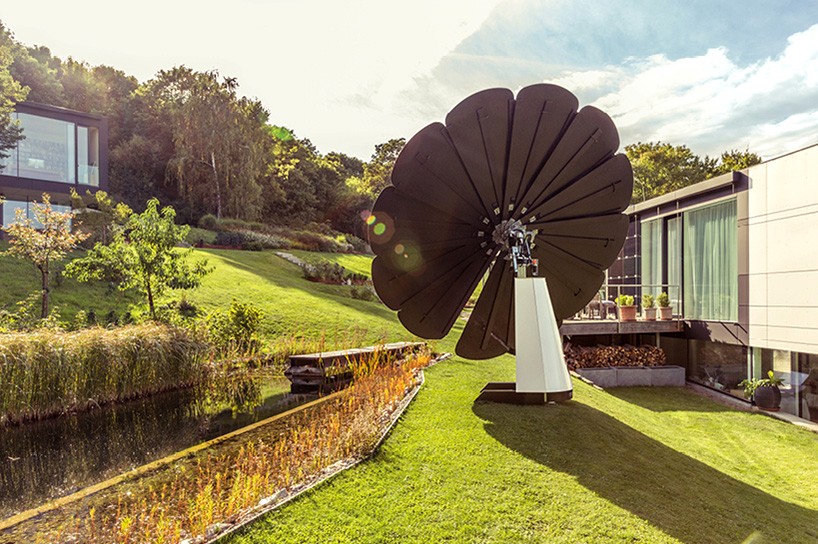 smartflower solar device blooms like a flower and turns with the sun