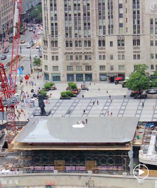 new chicago apple store is topped with a giant macbook roof