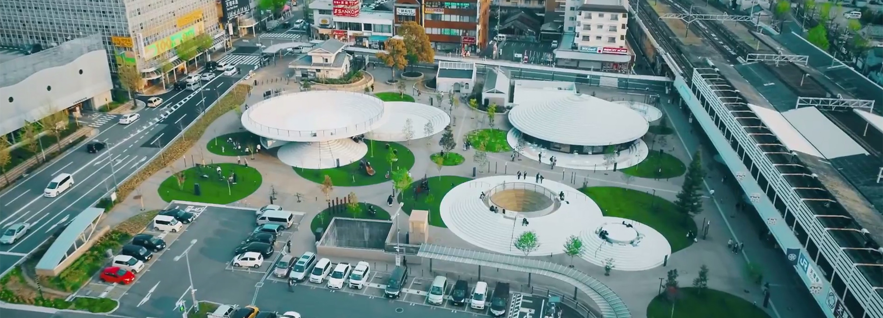 nendo's CoFuFun plaza features saucers that reference ancient tombs