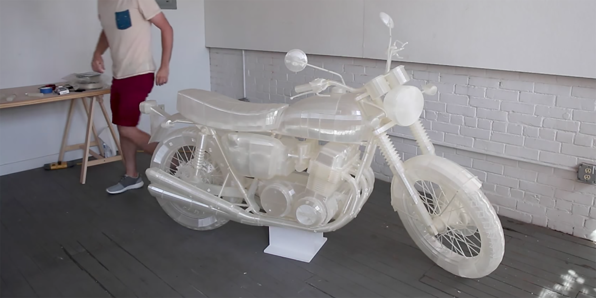 artist 3D prints their own honda CB500 motorcycle