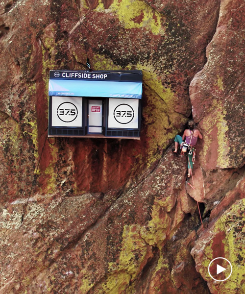 extreme 'cliffside shop' pops-up on a colorado rock wall 300 feet in ...