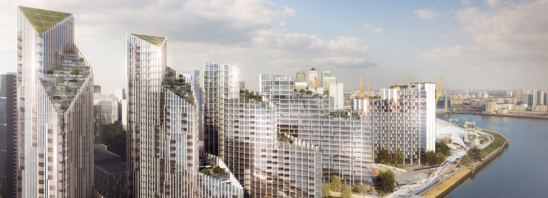 SOM envisions upper riverside towers for greenwich peninsula