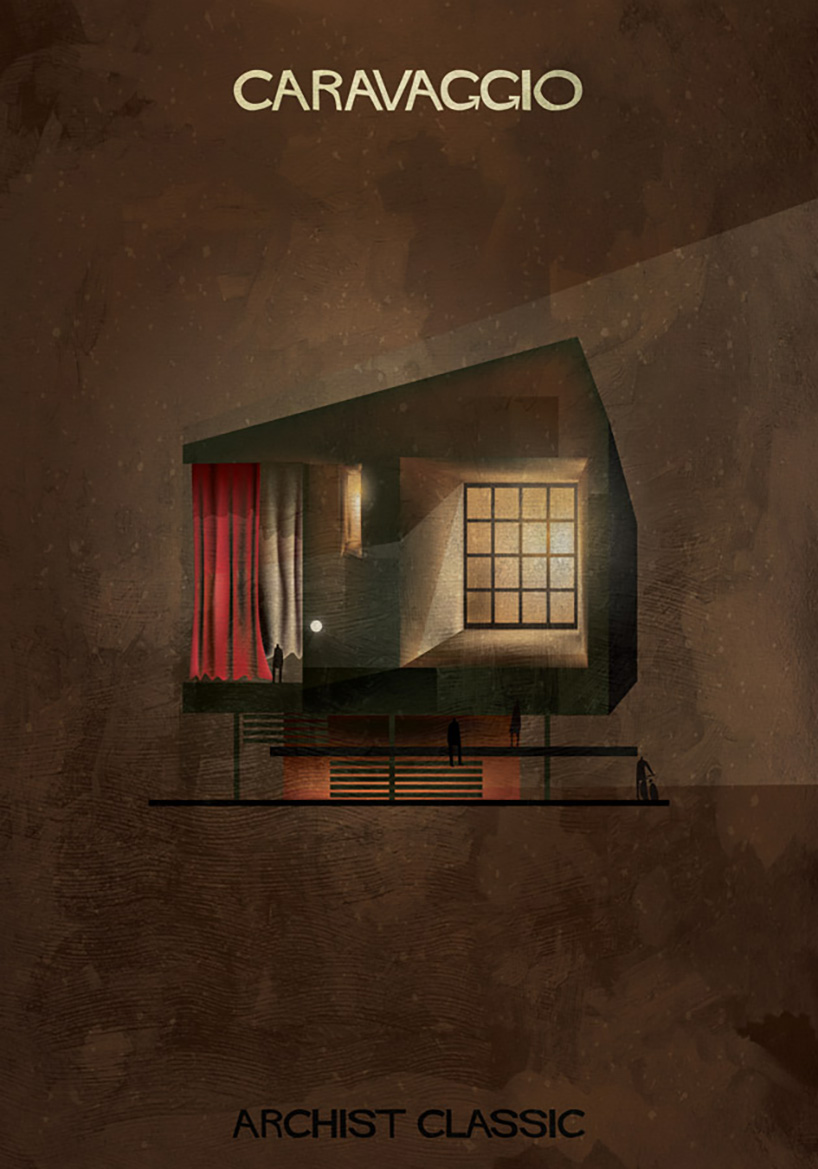 federico babina captures famous artists as architectural illustrations