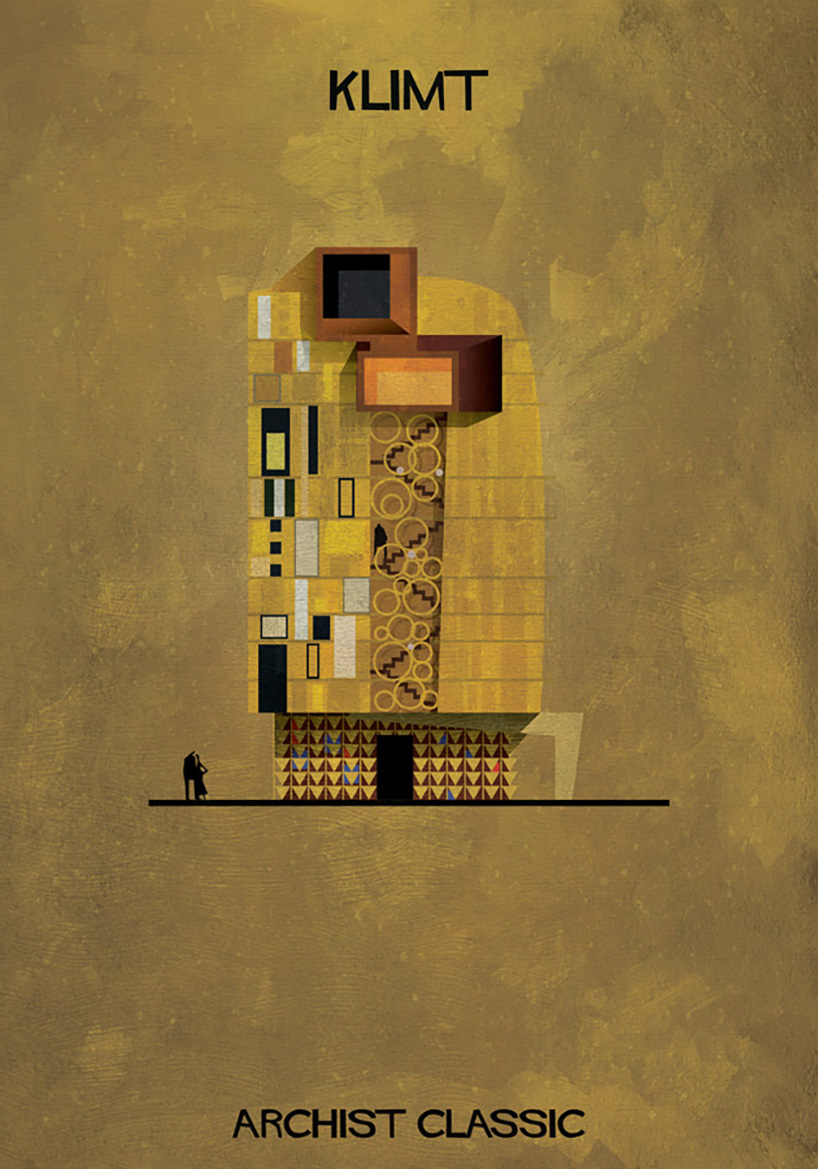 federico babina captures famous artists as architectural illustrations