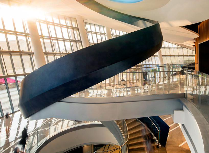 the design was inspired by the kinetic energy and flow of dance.