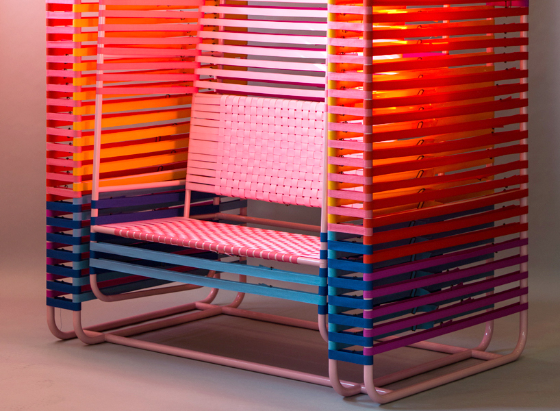 the colorful three meter high hanging couch is an effort to promote ...