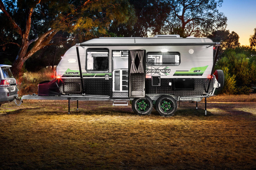 lotus' trooper caravan is a home on wheels made for off-the-grid escapes