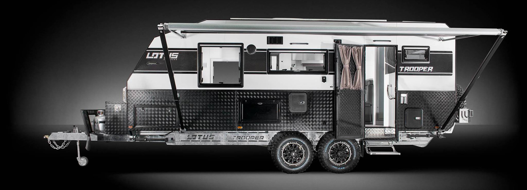 lotus' trooper caravan is a home on wheels made for off-the-grid escapes