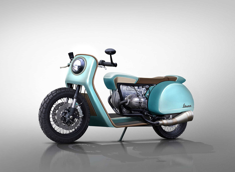 the vespa café racer is instantly recognizable, with it’s low-mounted handlebars, prominent seat ...