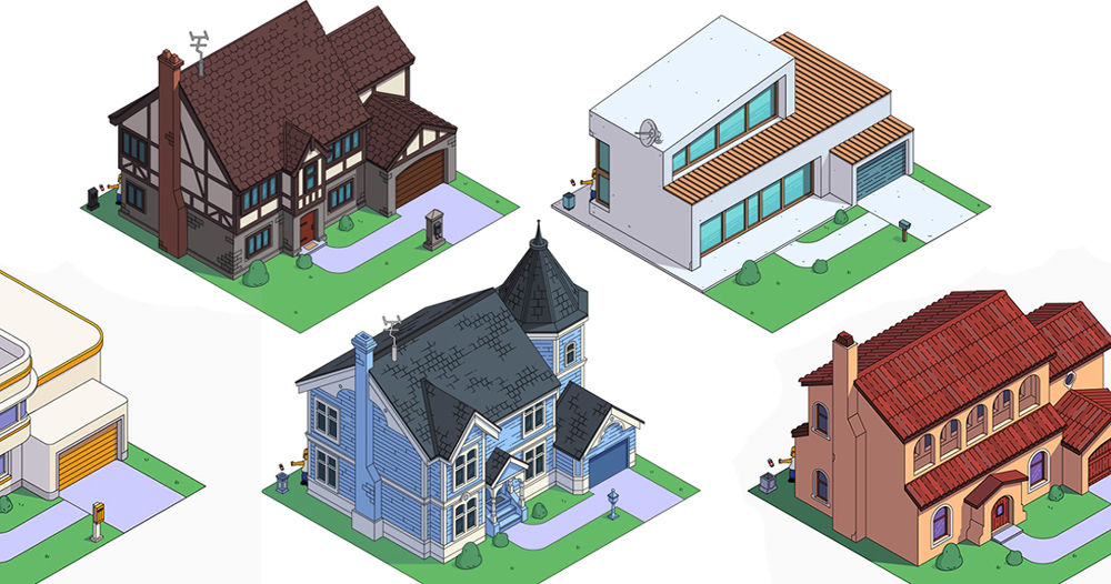 what the simpsons' home would look like in different architectural styles