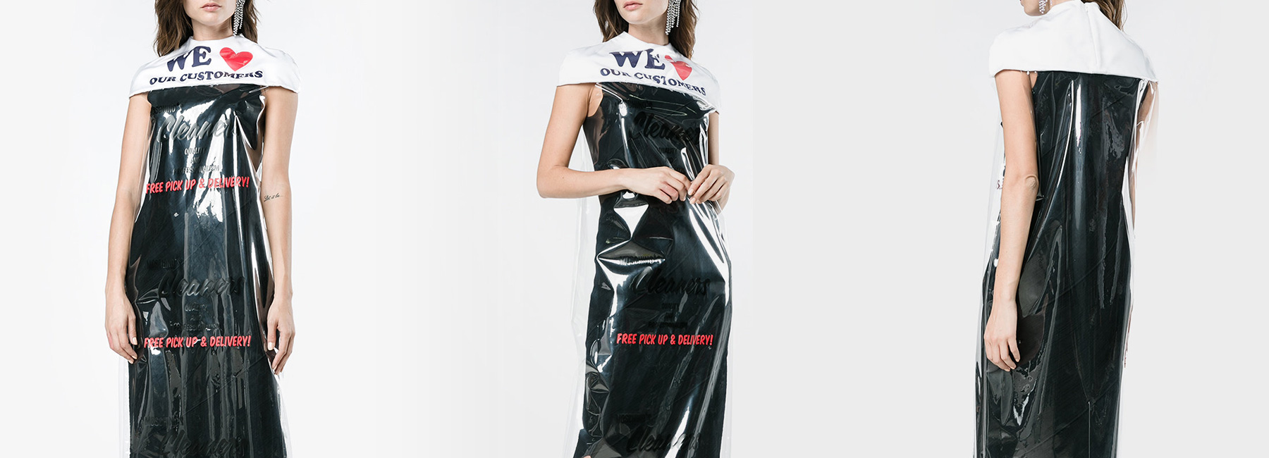 moschino dry cleaning cape dress is essentially a $730 plastic bag