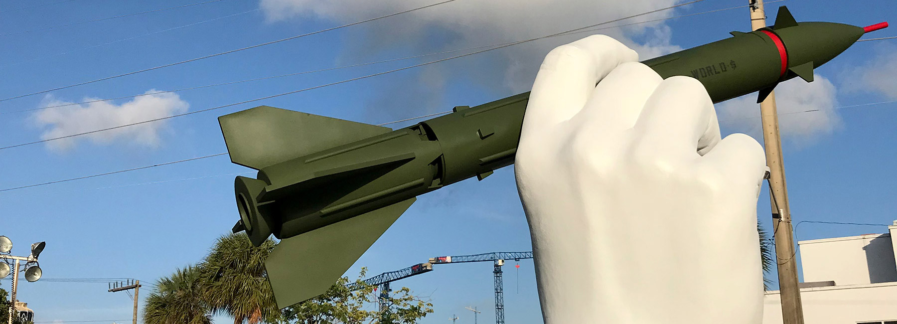 giant hand carrying missile targets the UN in lorenzo quinn’s ...