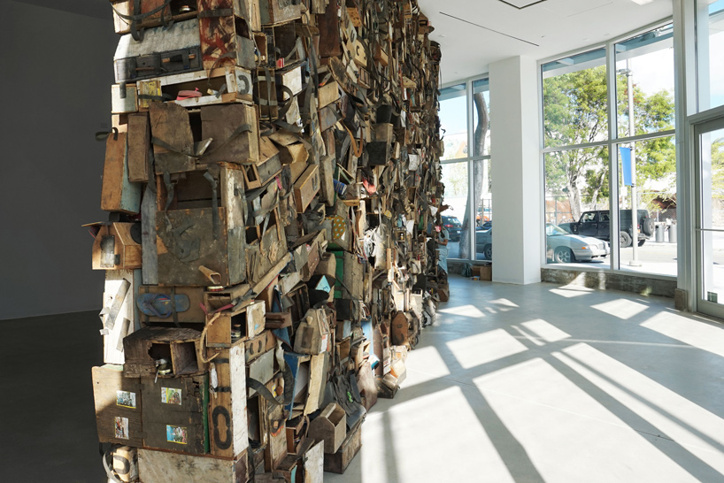 ibrahim mahama shows ghanaian monument of 2000 shoeboxes in miami