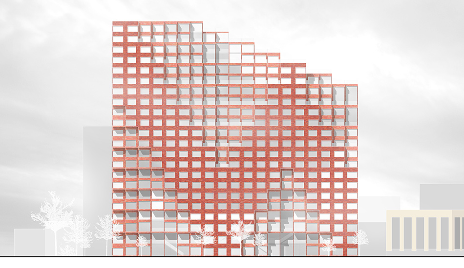 MVRDV's 'silhouette' mixed-use building features red ceramic façades
