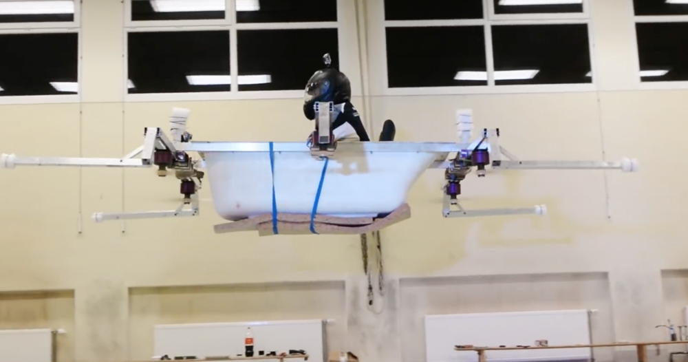 'the real life guys' just built a flying bathtub drone multicopter