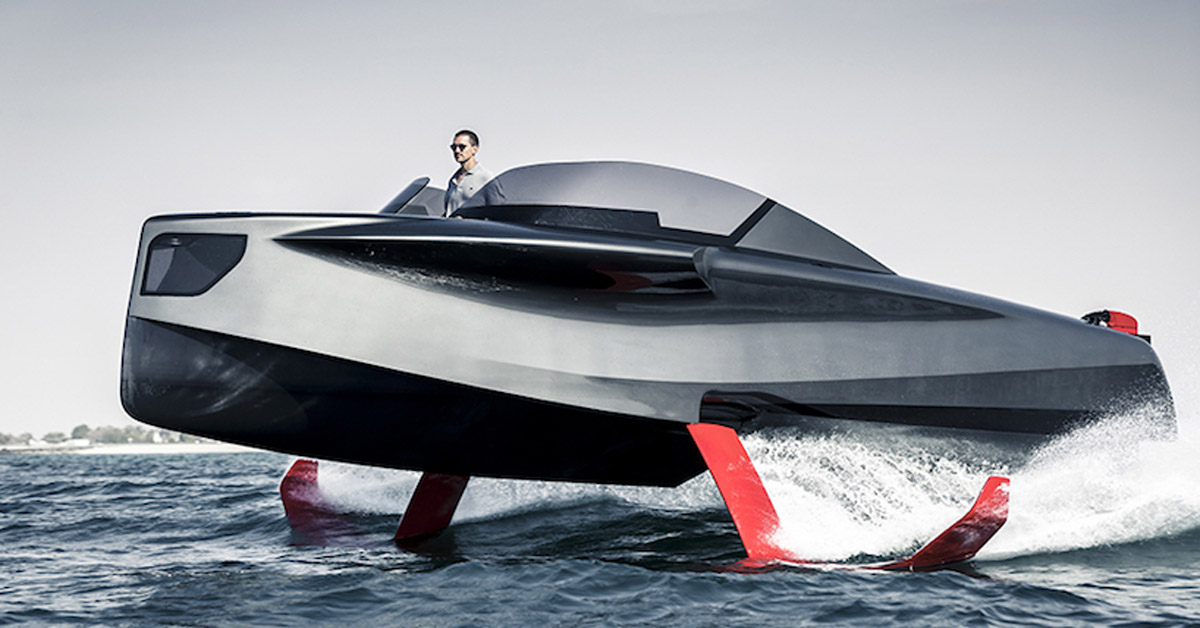 foiler flying yacht soars over choppy waters drastically reducing wake ...