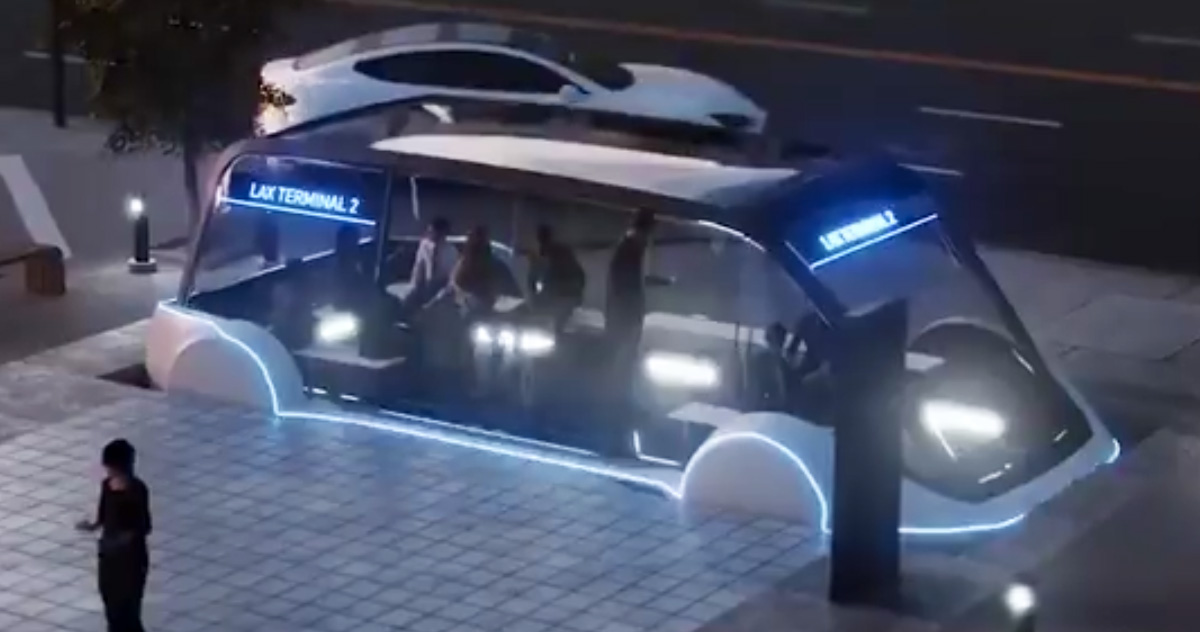 elon musk's boring bus to transport passengers through urban loop tunnels