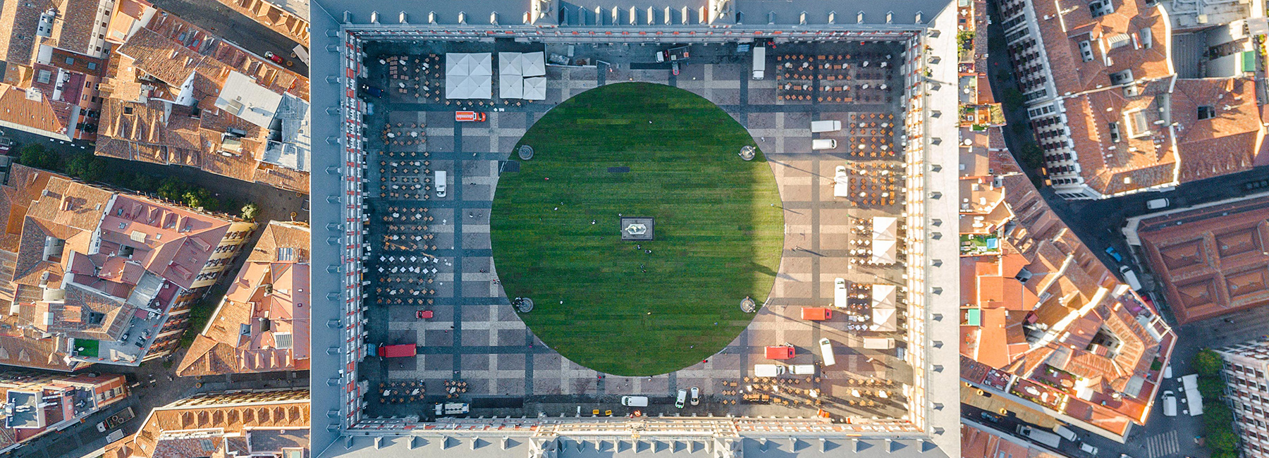 madrid's plaza mayor turned into a park for 4 days by artist SpY