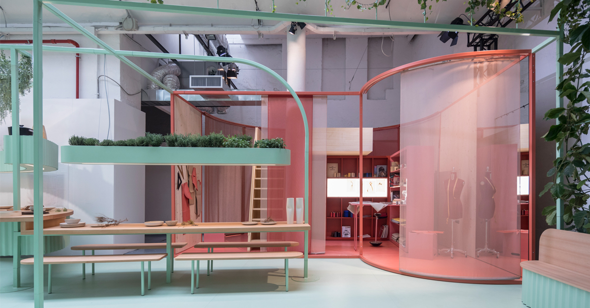 colorful MINI LIVING installation BUILT BY ALL residents and architects