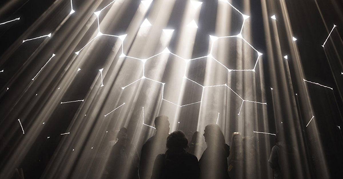 pneuhaus' atmosphere installation is a dynamic labyrinth of light
