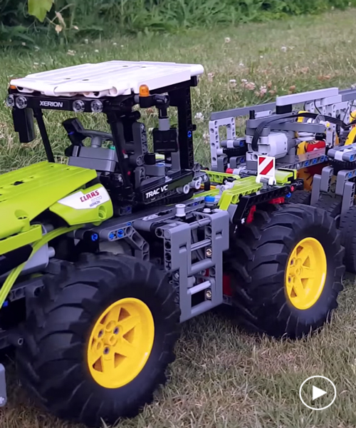 this LEGO hay rake collects all the hay you cut this summer