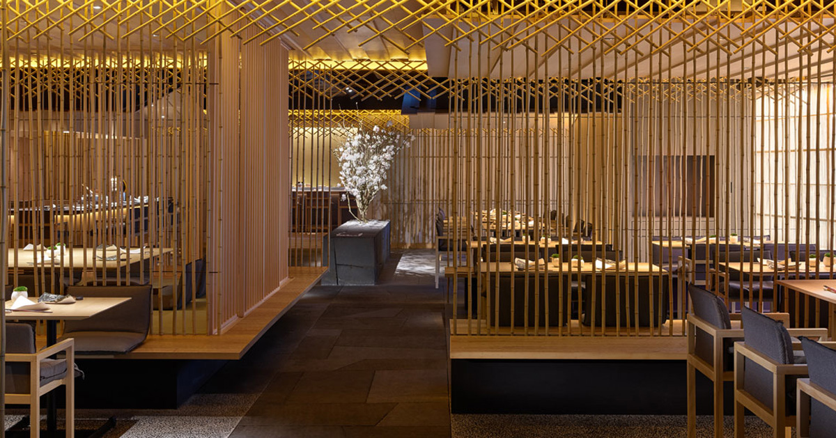 kengo kuma builds hong kong's také restaurant entirely out of bamboo