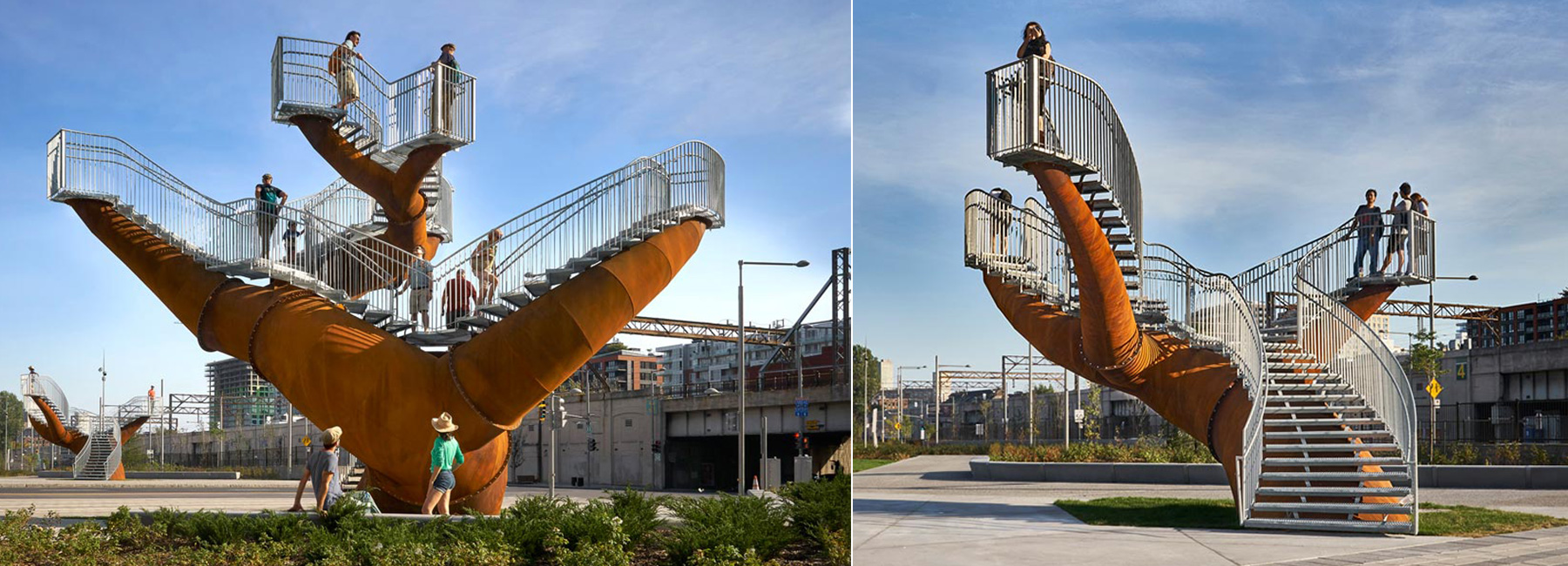 michel de broin's public sculptures emerge from the ground like giant ...