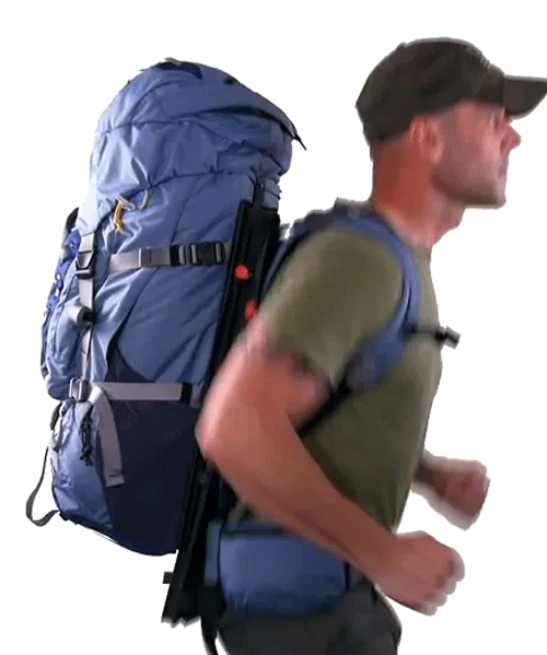 'floating' backpack bounces up-and-down to reduce stress on your back